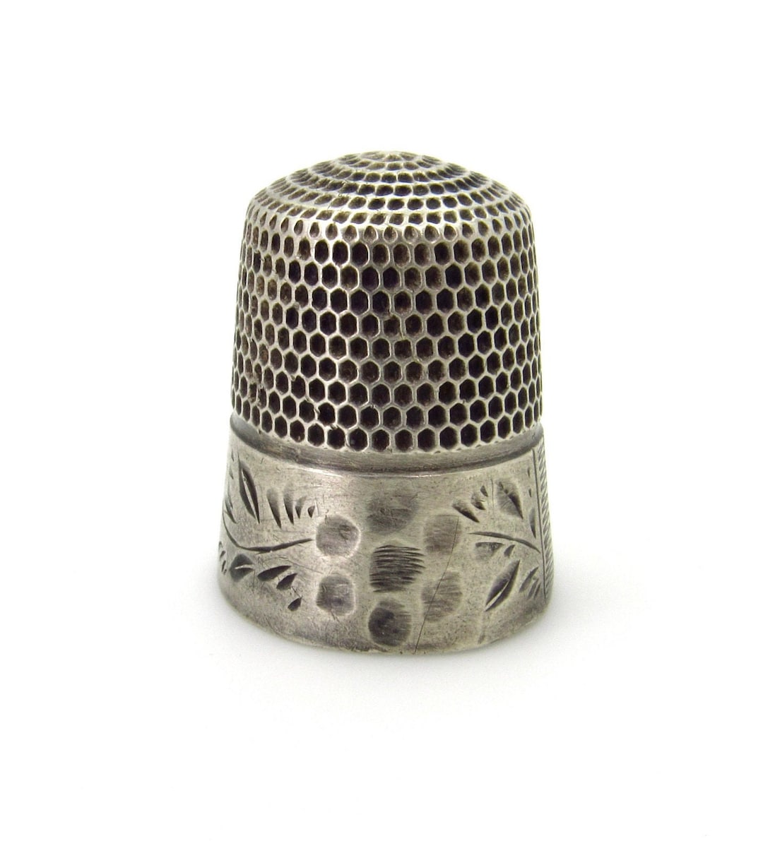 Antique Sterling Silver Floral Thimble - Floral Sewing Thimble ...