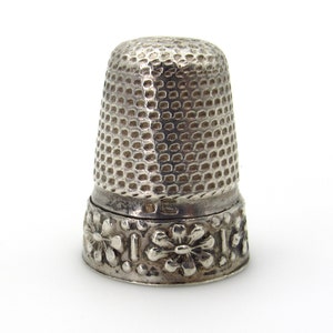 Antique Sterling Silver Floral Thimble - Size 10 - Georgian Sewing ...