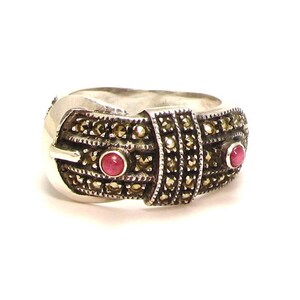 Judith Jack Sterling Silver Ruby & Marcasite Ring Signed - Vintage ...