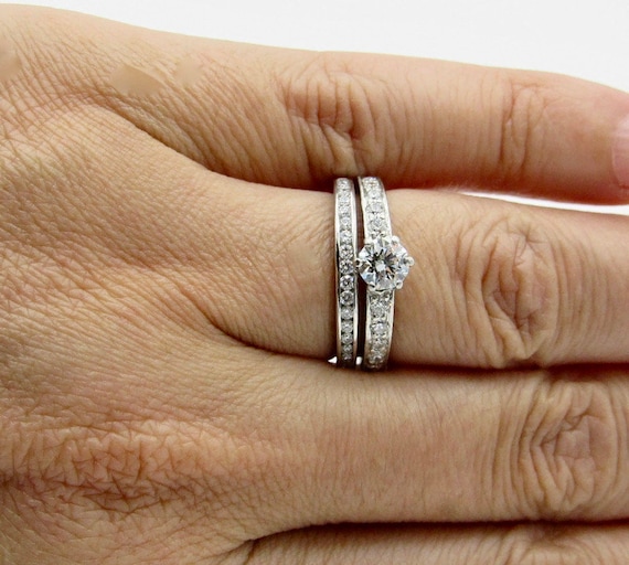 Authentischer Platin Diamantring von Tiffany and Co G Farbe runder VVS1 Diamant GroBe 5 75 Versprechens Ehering Tiffany Company Nr. 4989 Etsy