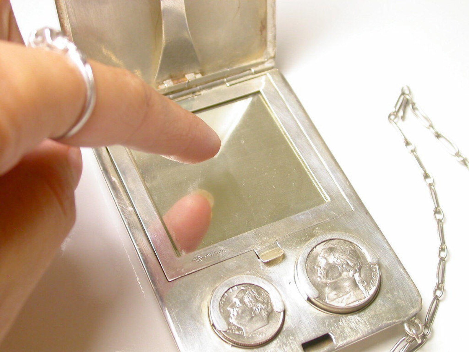 Vintage Compact Sterling Silver Coin Purse Compact with the | Etsy