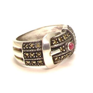 Judith Jack Sterling Silver Ruby & Marcasite Ring Signed - Vintage ...