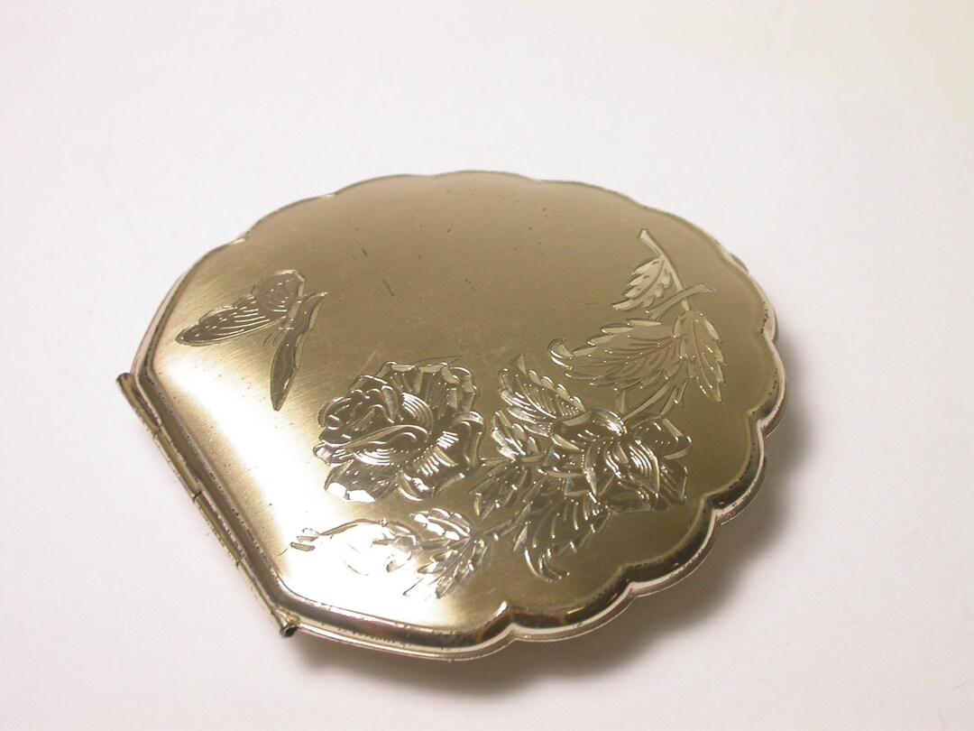 Vintage Compact Sterling Silver Butterfly Motif Compact Weight 83.1 ...