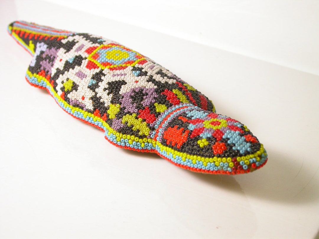 Vintage Huichol Lizard Beadwork Bright Colors - 1.5 Mm Beads - Glass ...