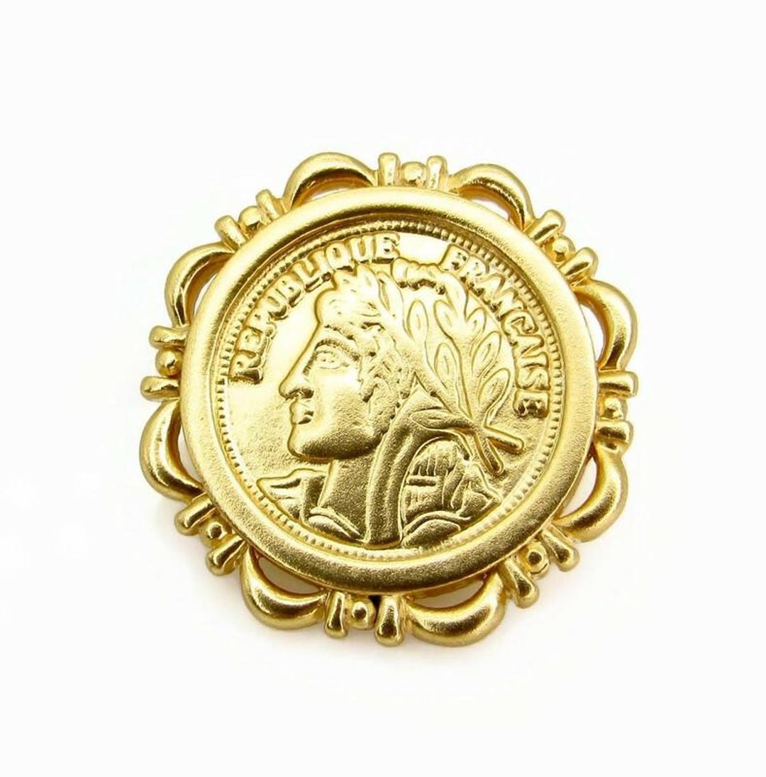 Vintage Republique Francaise Gold Tone Button - Gold Tone Faux French ...