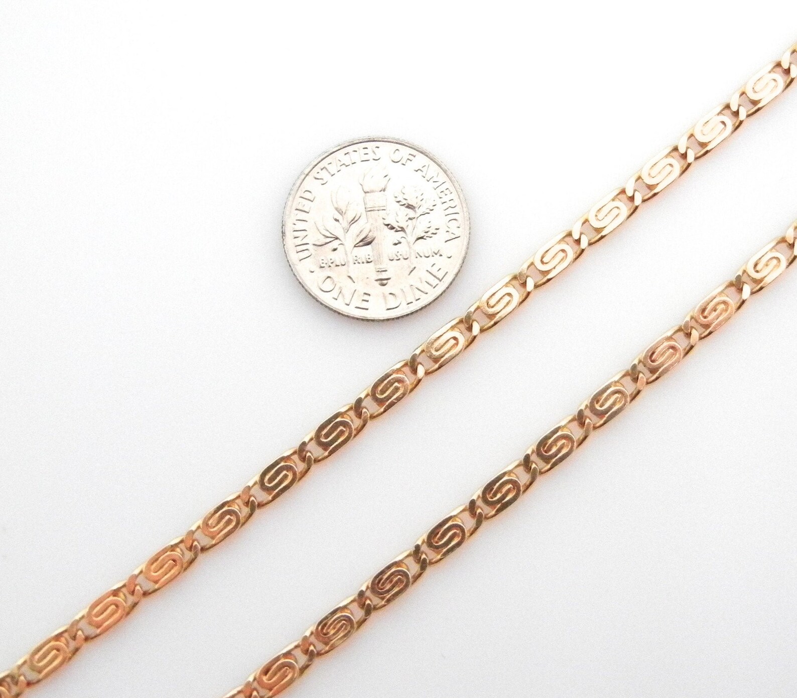14K Yellow Gold Chain Flat Links 18.5 Inches Long or 47 Cm - Etsy