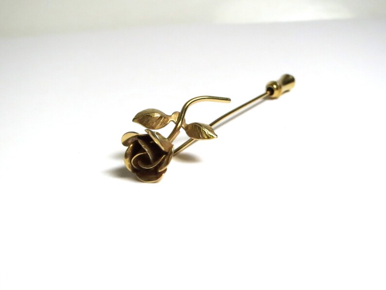 Rose Pin Vintage Gold Tone Rose Hat Pin Floral Pin Rose | Etsy
