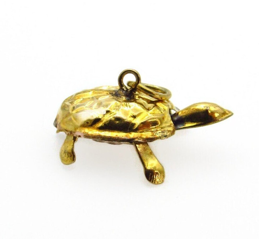 Turtle Charm - 3D Solid 14K Yellow Gold - Articulated - Keepsake ...