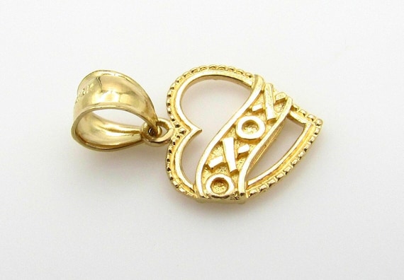 Vintage OXOX Heart Charm - 3D Solid 10K Yellow Gold -… - Gem