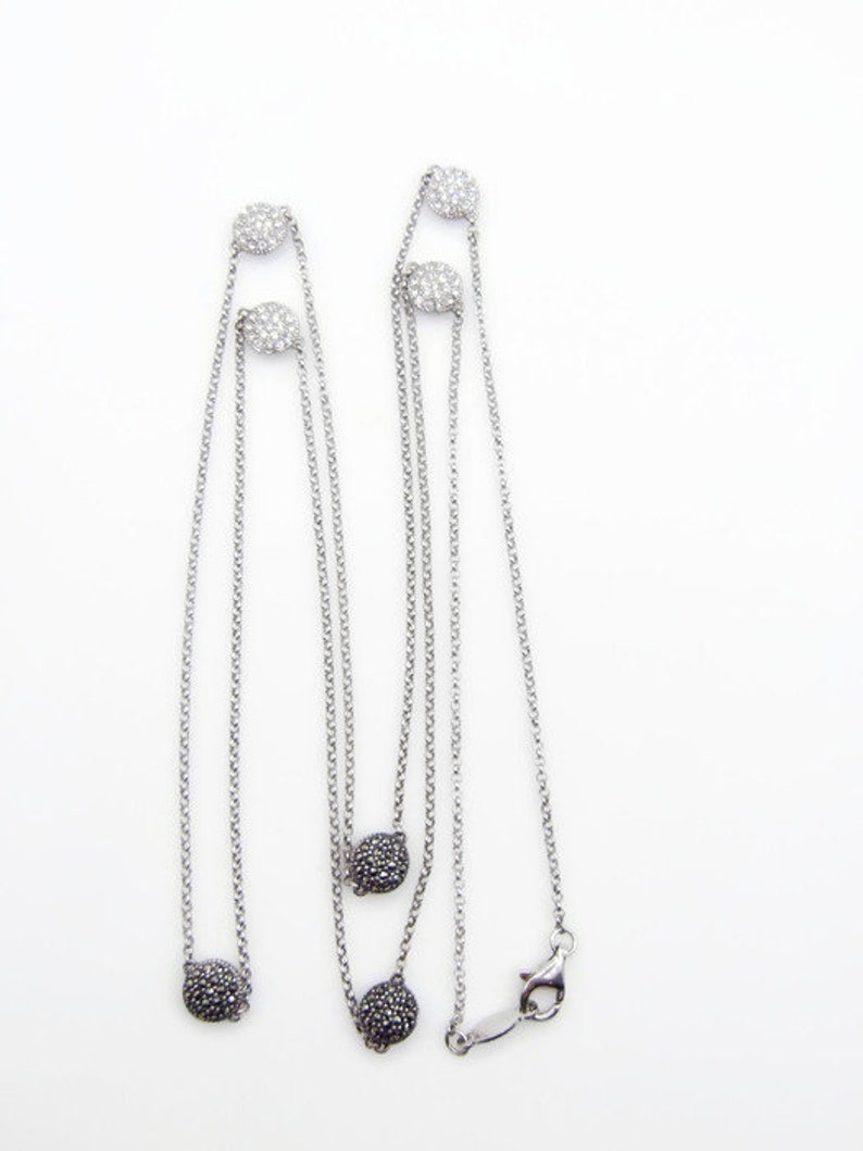 Sterling Silver Marcasite Long Chain 8 Mm Round Marcasite - Etsy