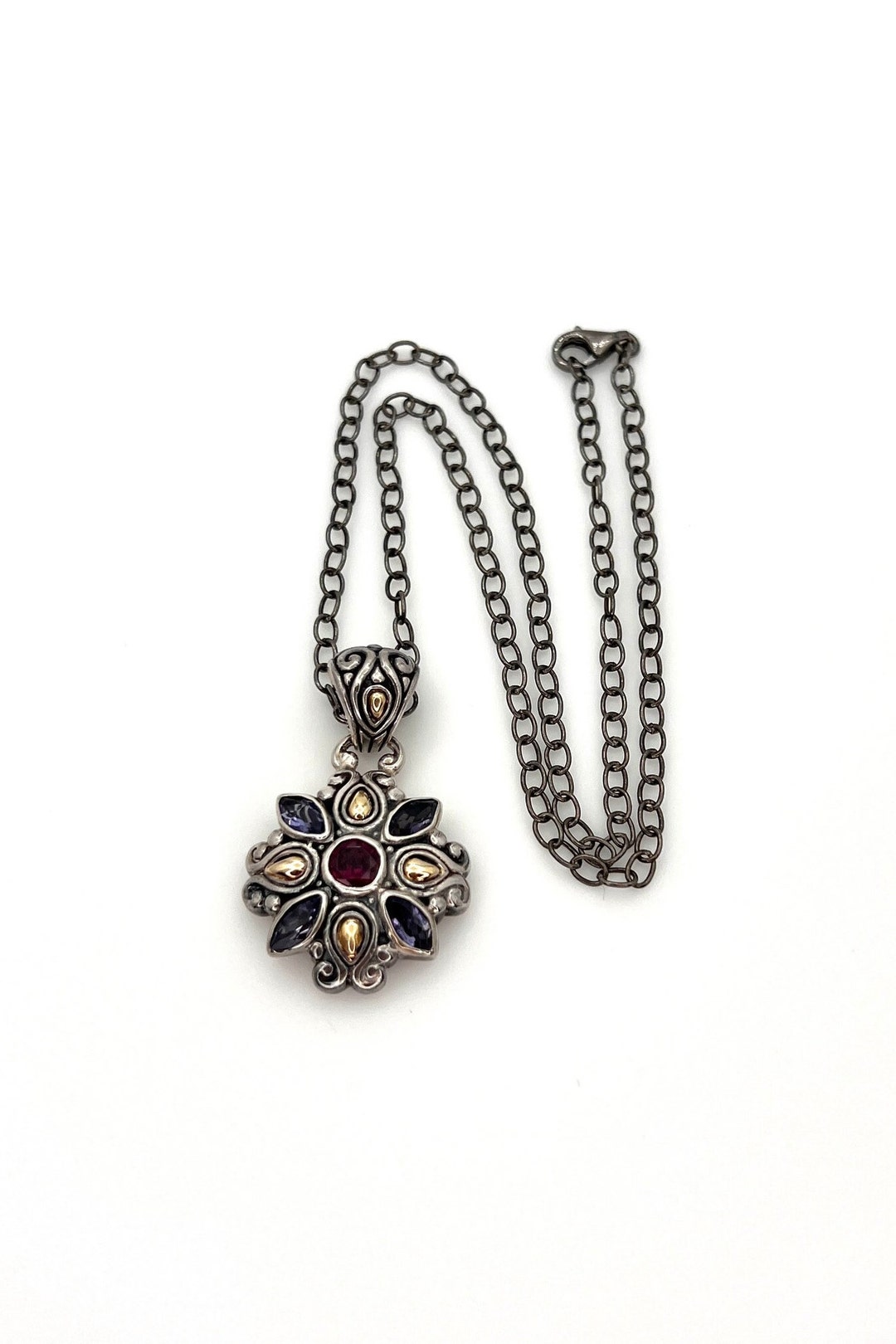 Samuel Behnam Necklace - Sterling Silver, Amethyst and 18K Yellow Gold ...