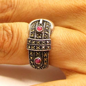 Judith Jack Sterling Silver Ruby & Marcasite Ring Signed - Vintage ...