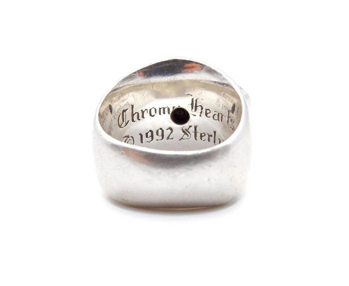 Authentic Chrome Hearts Diamond Cross Ring Sterling Silver Black and White Diamonds Size 7.5 Weight 21.1 Grams unisex 4460