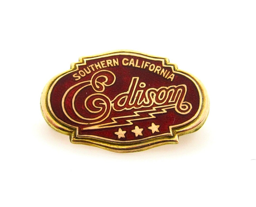 Edison 10K Yellow Gold and Red Enamel Service Award Pin - SCE Southern ...