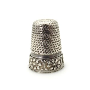 Antique Sterling Silver Floral Thimble - Size 10 - Georgian Sewing ...