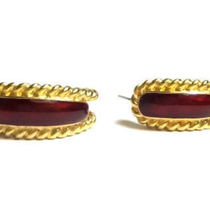 Trifari Gold Red Earrings Half Loop Earrings Post Back - Etsy