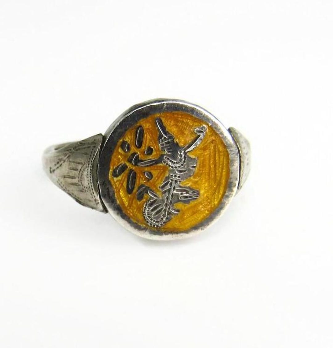 Vintage Siam Spinning Ring Sterling Silver Yellow Enamel Size 6.75 ...