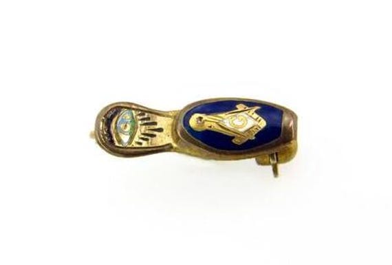Masonic Lodge Blue Slipper Lapel Pin - 10K Yellow Gol… - Gem