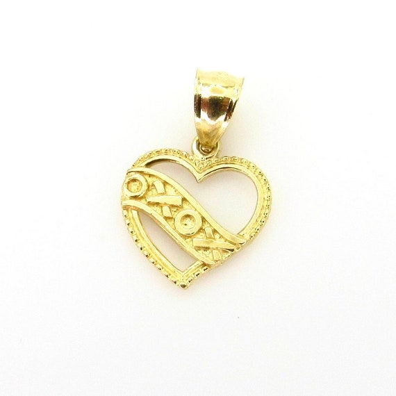 Vintage OXOX Heart Charm - 3D Solid 10K Yellow Gold -… - Gem