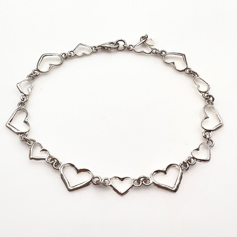 Sterling Silver 925 Heart Bracelet - Etsy