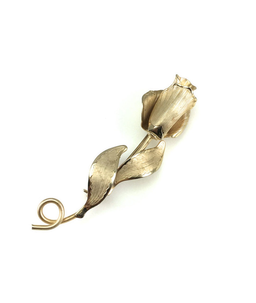 Vintage Rose Brooch - Rose Gold Tone Brooch - Beautiful Flower Pin ...
