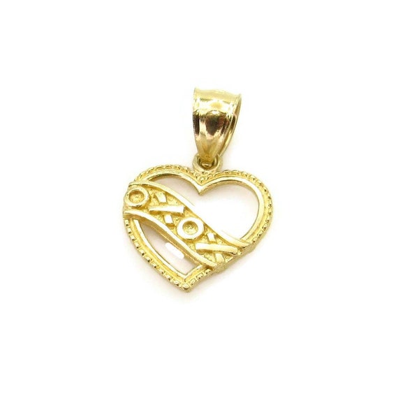 Vintage OXOX Heart Charm - 3D Solid 10K Yellow Gold -… - Gem
