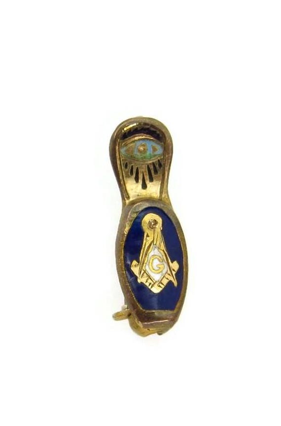 Masonic Lodge Blue Slipper Lapel Pin - 10K Yellow Gol… - Gem
