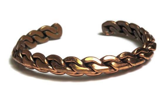 Vintage Copper Cuff Large Bracelet Braided Design Weight | Etsy