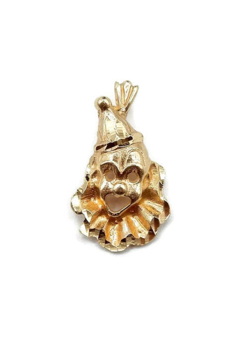 Clown Charm Pendant Solid 14k Yellow Gold Jester Gold - Etsy