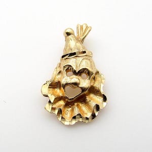 Clown Charm Pendant - Solid 14k Yellow Gold - Jester Gold Charm - 3D ...