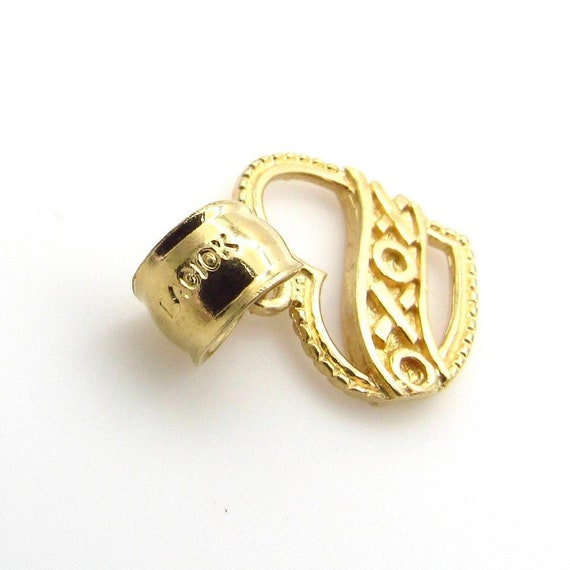 Vintage OXOX Heart Charm - 3D Solid 10K Yellow Gold -… - Gem