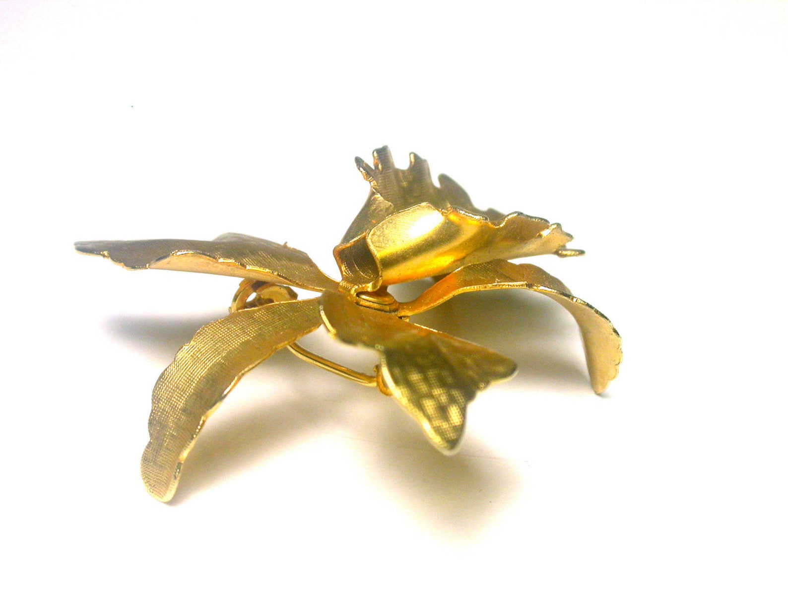 Vintage Orchid Brooch Gold Tone Flower Pin Floral Spring | Etsy