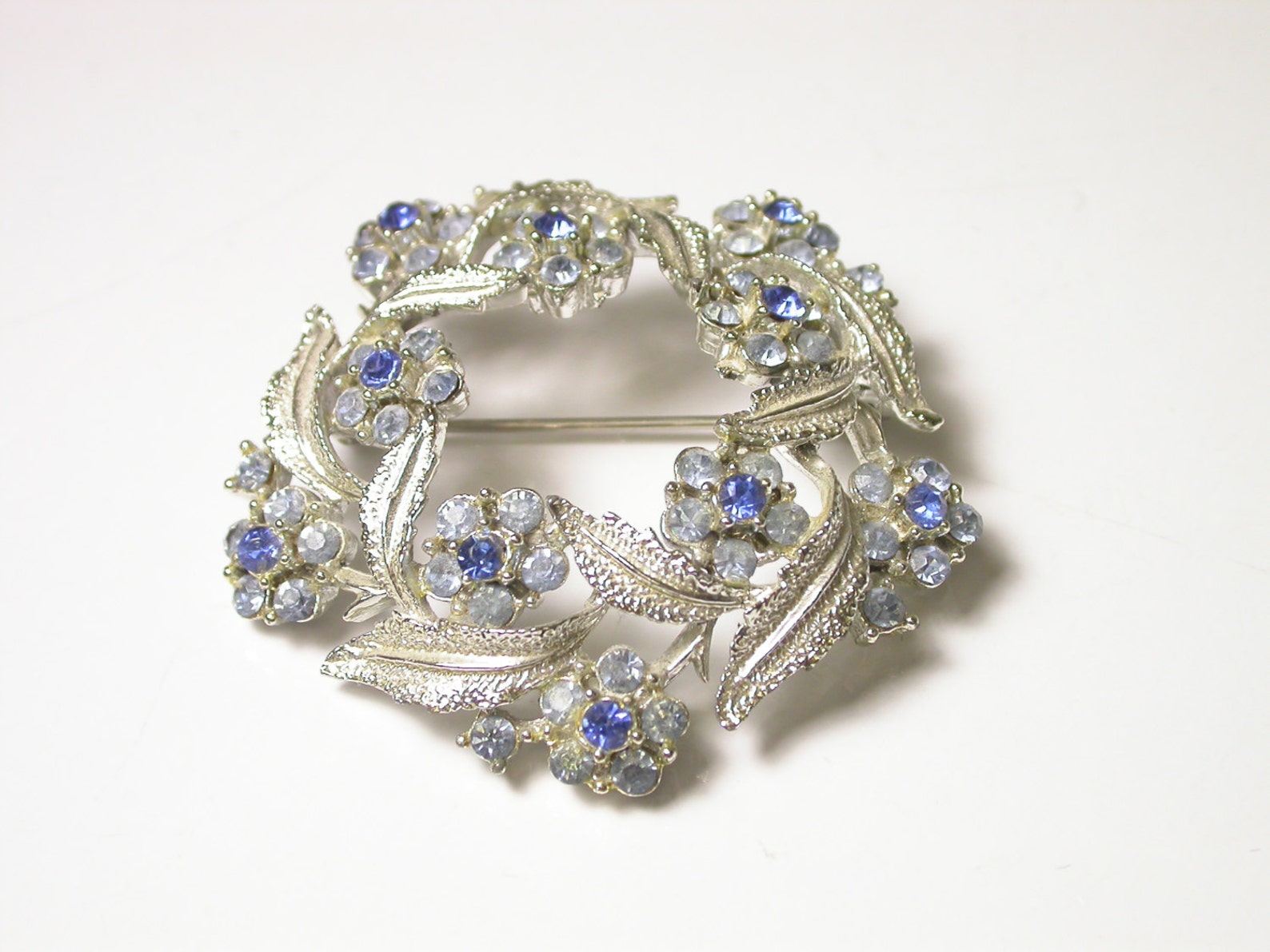 Coro Brooch Vintage Floral Coro Pin Silver Tone and Blue - Etsy