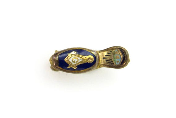 Masonic Lodge Blue Slipper Lapel Pin - 10K Yellow Gol… - Gem