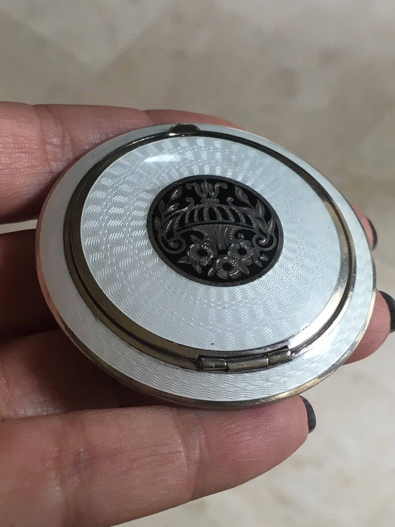 Vintage Compact Enamel and Steel Round Compact Circa - Etsy