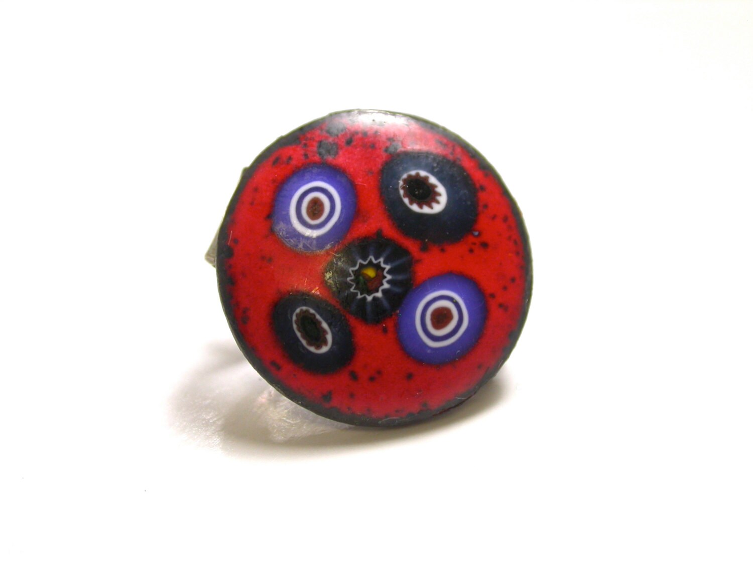 Tie Clips Pair of Red Tie Tack Clips With Colorful Design - Etsy