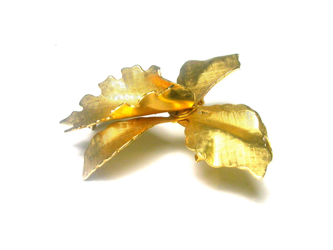 Vintage Orchid Brooch Gold Tone Flower Pin Floral Spring | Etsy