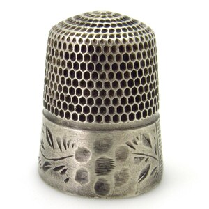 Antique Sterling Silver Floral Thimble - Floral Sewing Thimble ...