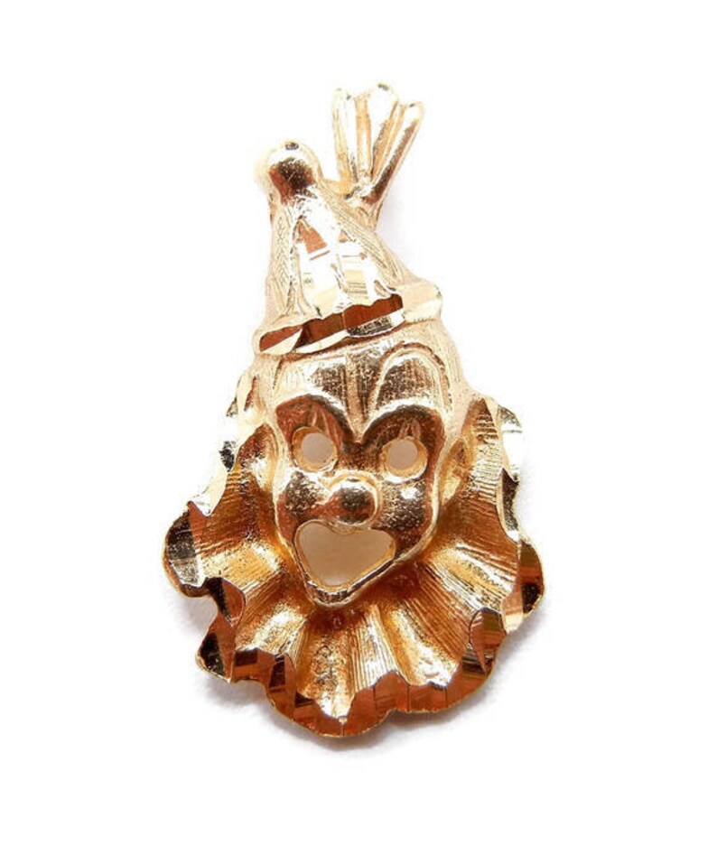 Clown Charm Pendant Solid 14k Yellow Gold Jester Gold - Etsy