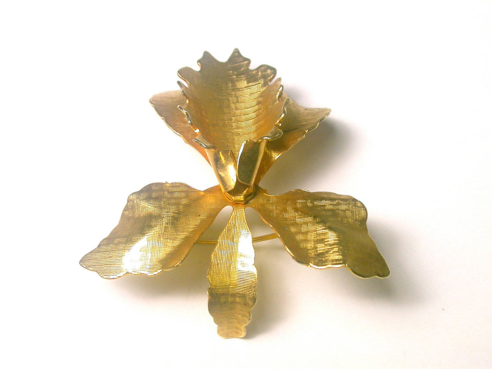 Vintage Orchid Brooch Gold Tone Flower Pin Floral Spring | Etsy