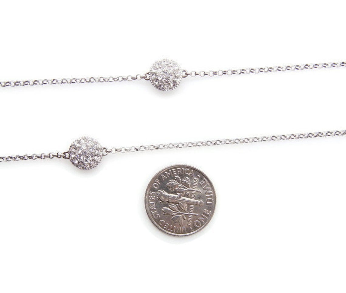 Sterling Silver Marcasite Long Chain 8 mm Round Marcasite | Etsy