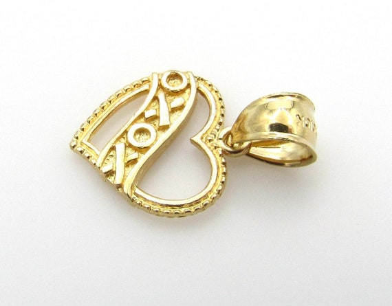 Vintage OXOX Heart Charm - 3D Solid 10K Yellow Gold -… - Gem