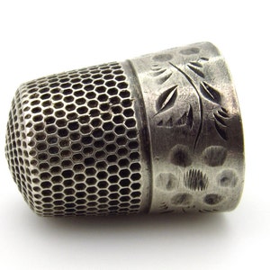 Antique Sterling Silver Floral Thimble - Floral Sewing Thimble ...