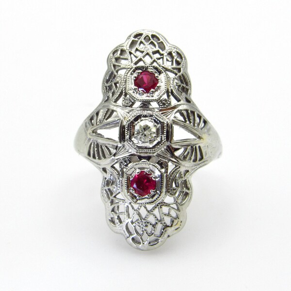 Ruby Filigree Ring - Etsy