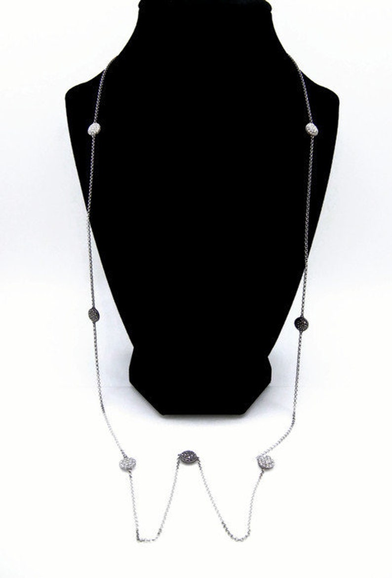 Sterling Silver Marcasite Long Chain 8 Mm Round Marcasite - Etsy