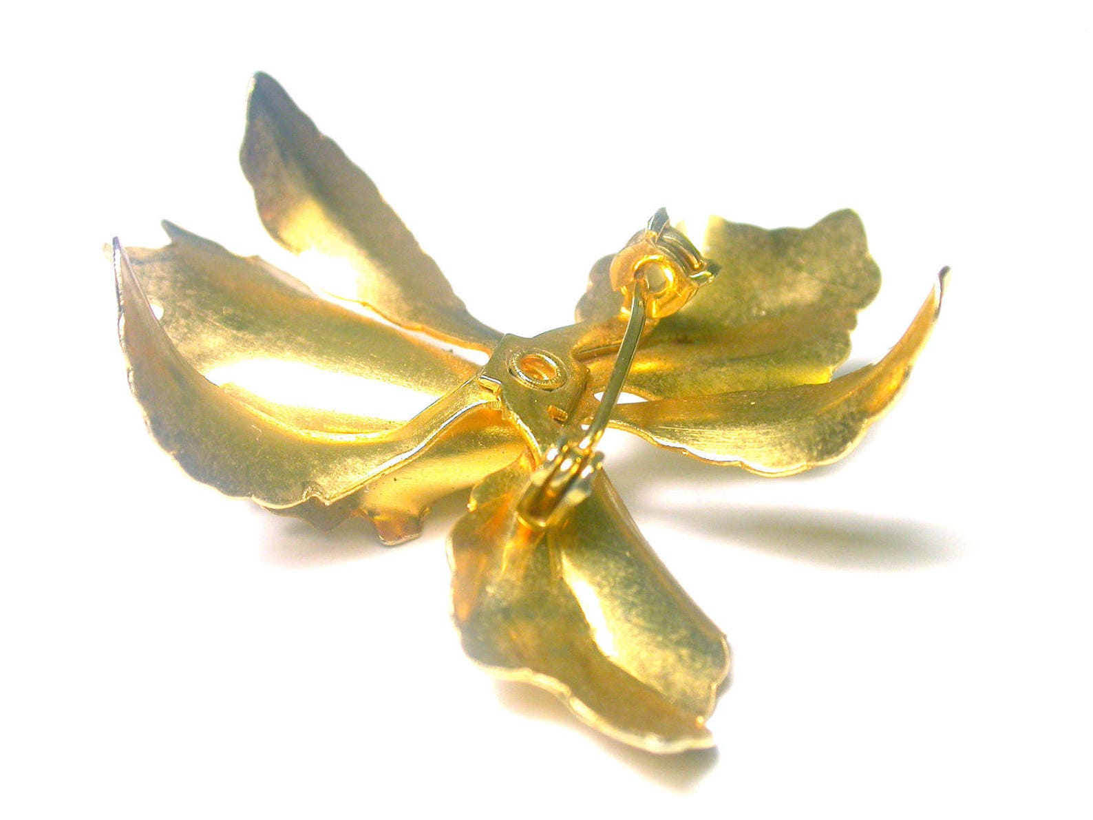 Vintage Orchid Brooch Gold Tone Flower Pin Floral Spring | Etsy