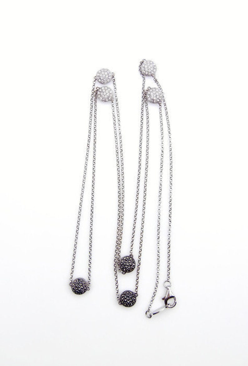 Sterling Silver Marcasite Long Chain 8 mm Round Marcasite | Etsy