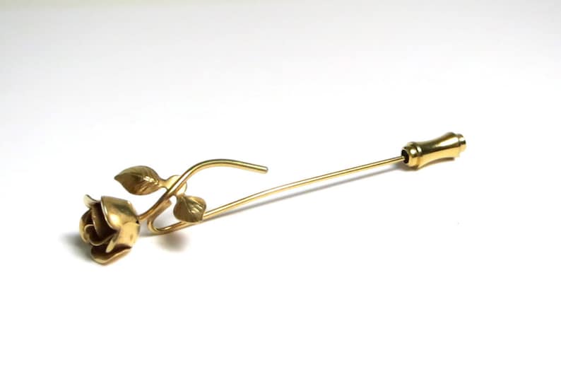 Rose Pin Vintage Gold Tone Rose Hat Pin Floral Pin Rose - Etsy