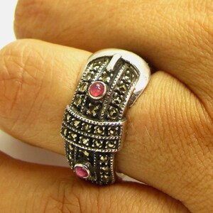 Judith Jack Sterling Silver Ruby & Marcasite Ring Signed - Vintage ...