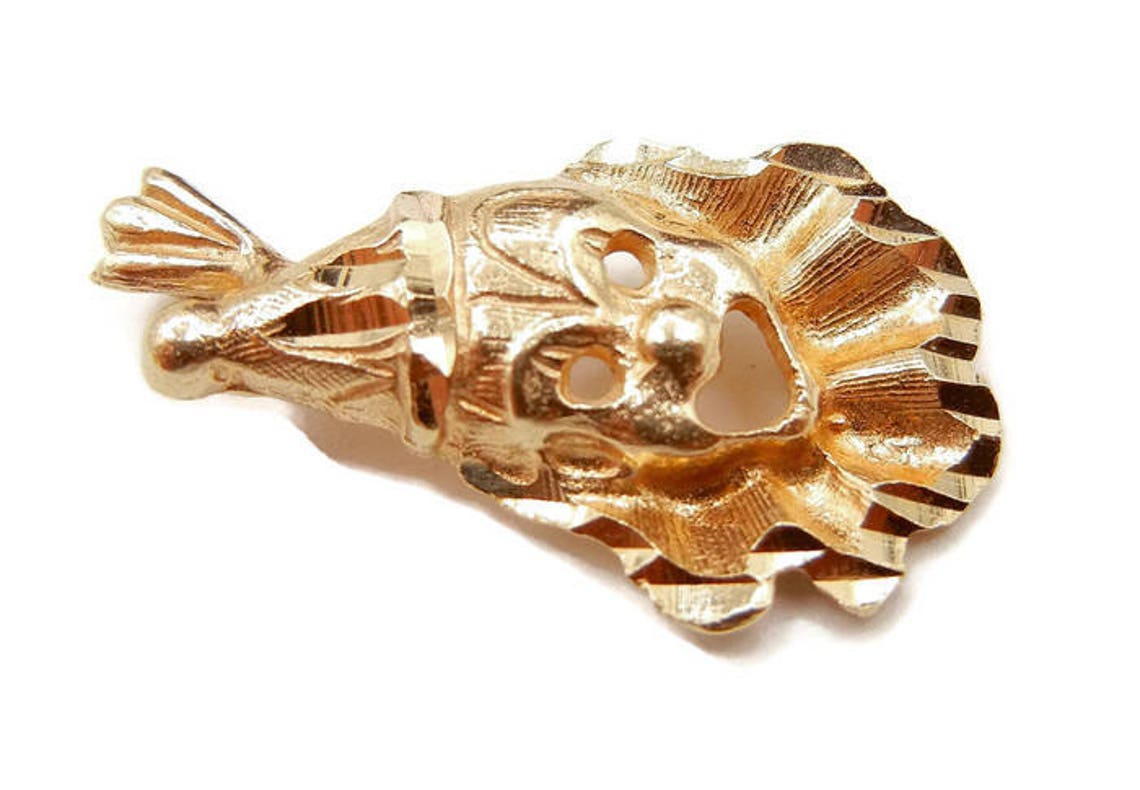 Clown Charm Pendant Solid 14k Yellow Gold Jester Gold - Etsy